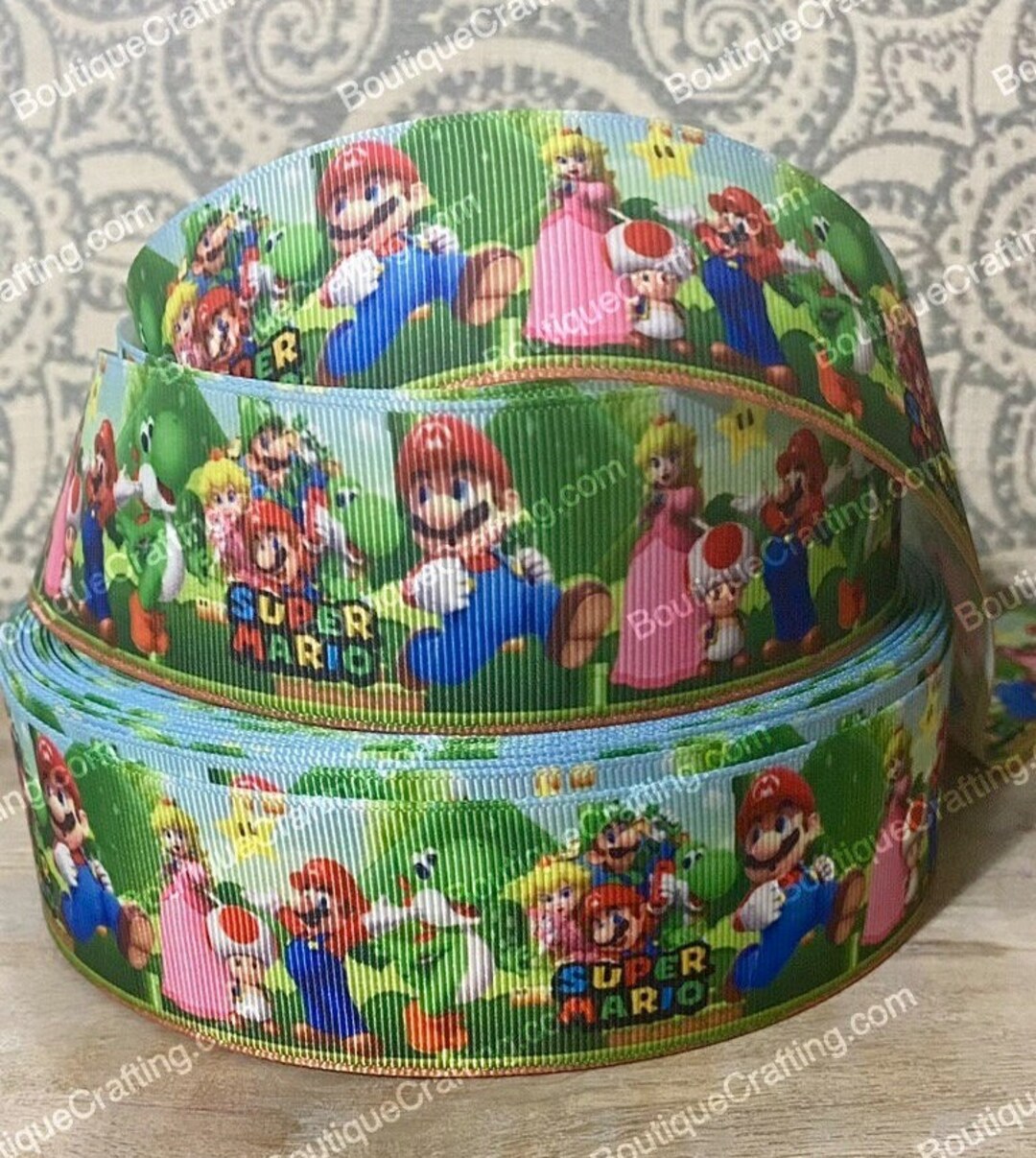 Super Mario Ribbon High Quality Grosgrain Ribbon by the Yard 1", 1.5 ...