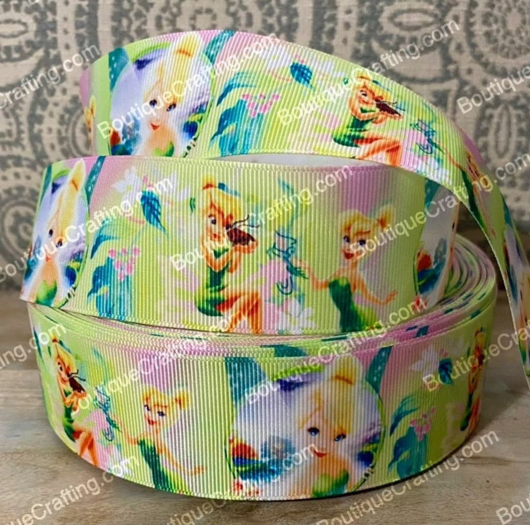 Disney Tinker Bell Ribbon High Quality Grosgrain Ribbon by the Yard 1 ...