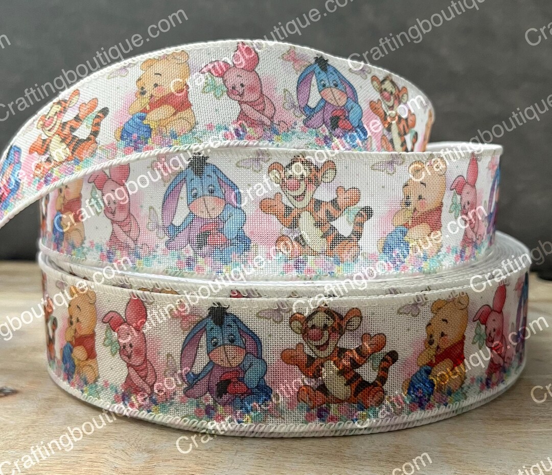 Wired Winnie the Pooh Ribbon High Quality Linen Ribbon Continuous Yards ...