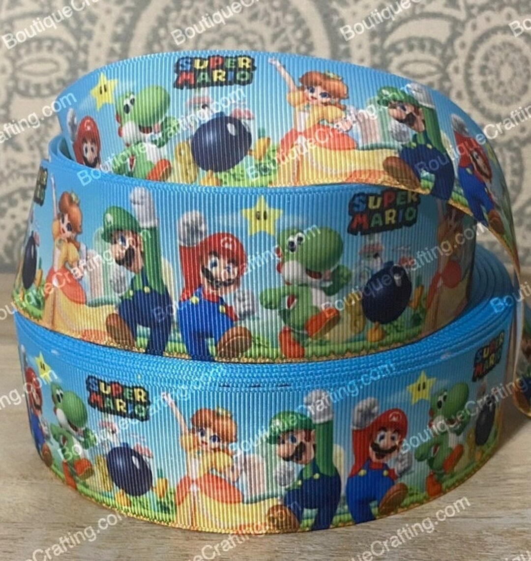 Super Mario Ribbon High Quality Grosgrain Ribbon by the Yard 1", 1.5 ...