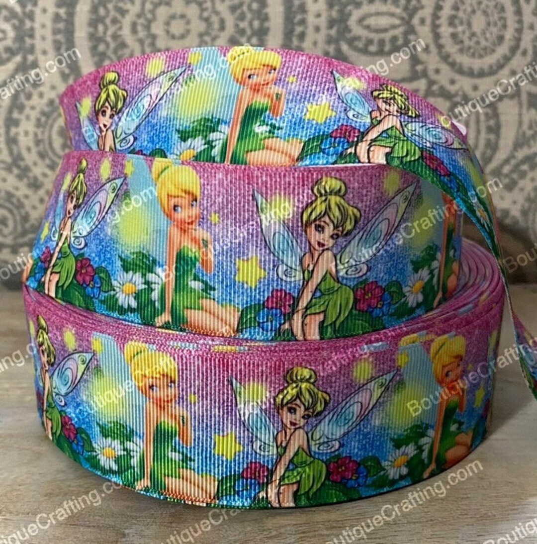 Disney Tinker Bell Ribbon High Quality Grosgrain Ribbon by the Yard 1 ...