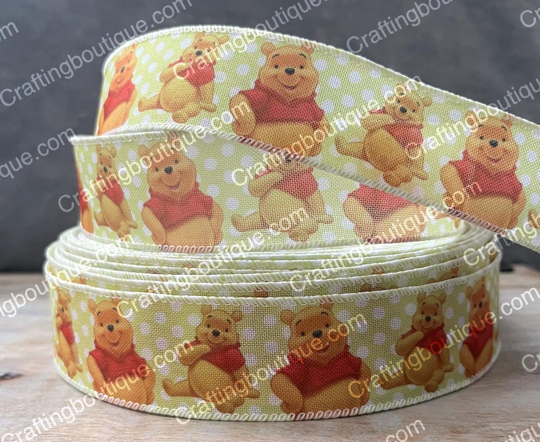 Wired Winnie the Pooh Ribbon High Quality Linen Ribbon Continuous Yards ...