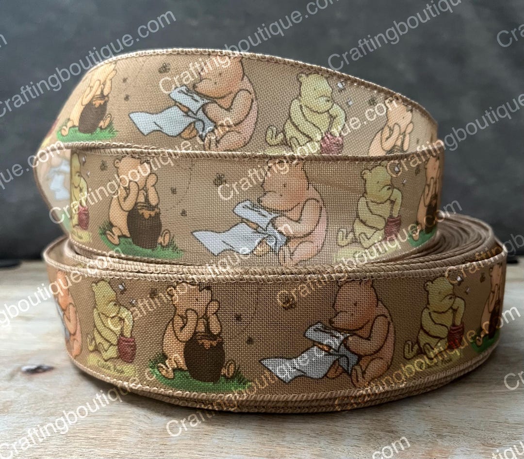 Wired Winnie the Pooh Ribbon High Quality Linen Ribbon Continuous Yards ...