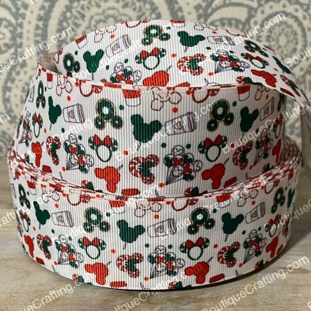 Disney Christmas Ribbon High Quality Grosgrain Ribbon by the Yard 1", 1 ...