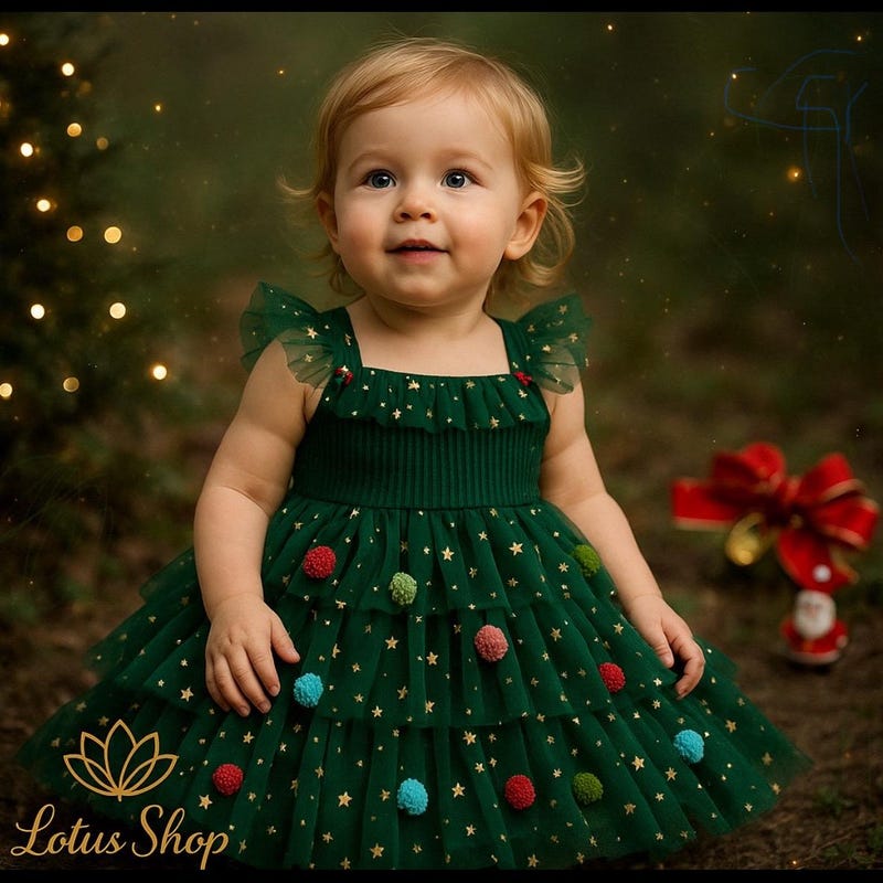 Little Girls Christmas Dress Gold - Etsy UK