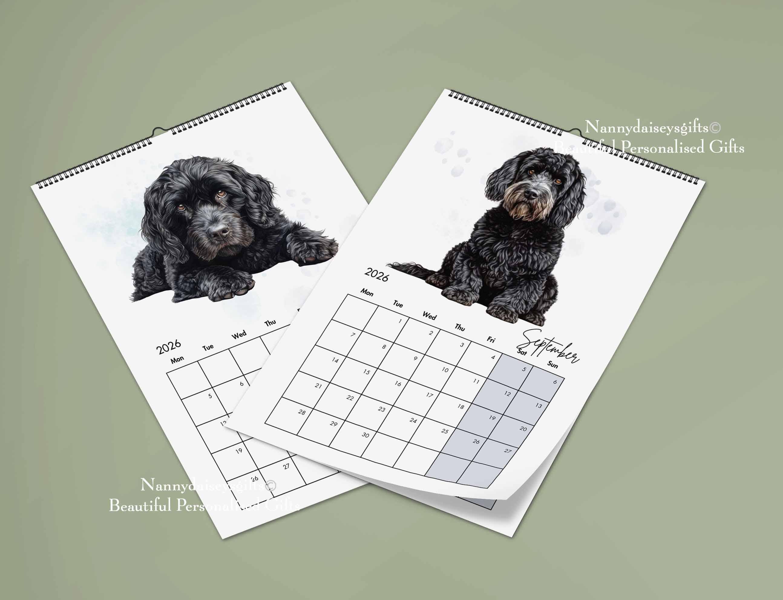 Cockapoo~ Black Cockapoo~dog Lover 2026 Calendar ~ 12 Months A4 ...