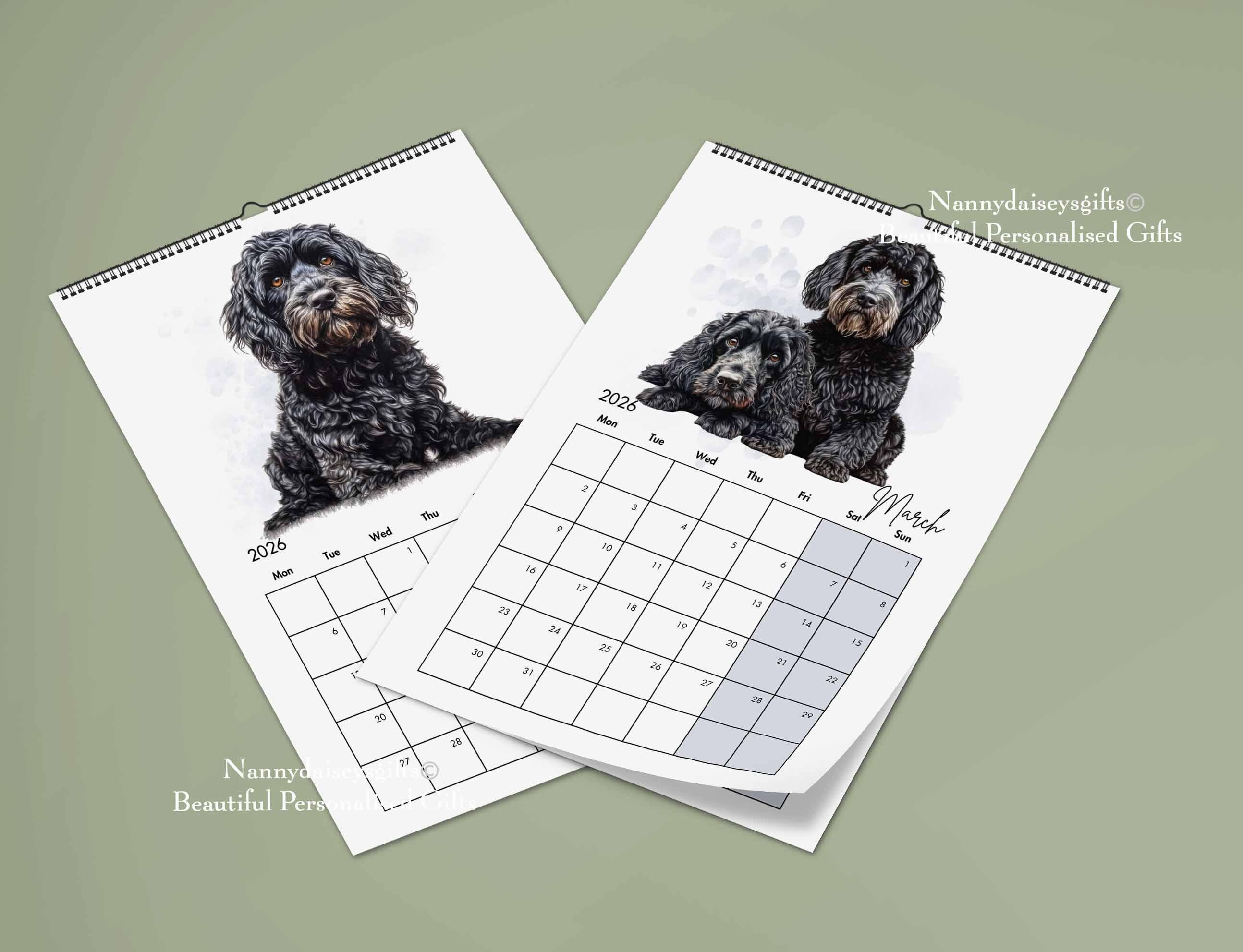 Cockapoo~ Black Cockapoo~dog Lover 2026 Calendar ~ 12 Months A4 ...