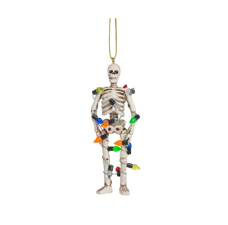 Scary Skeleton Wrapped in Lights Halloween Skull Christmas Tree ...