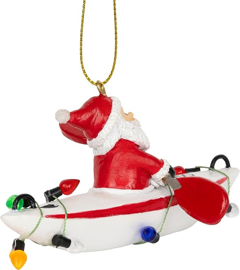 Santa Claus Paddling in A Kayak Christmas Tree Outdoor Lovers Ornament ...