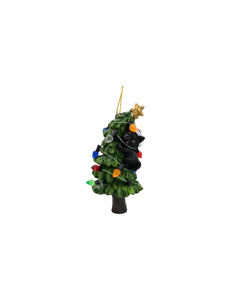 Black Cat Knocking Down Christmas Tree Funny Ornament - Etsy