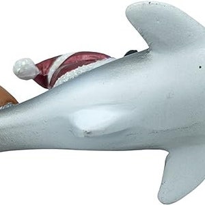 Santa Riding a Shark Delivering Bag of Presents Christmas Tree Ornament ...