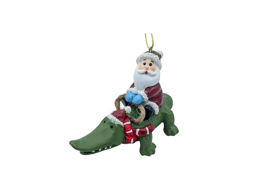 Santa Riding Alligator Tropical Christmas Tree Gator Ornament - Etsy