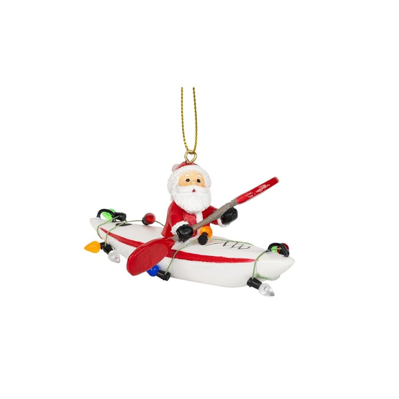 Santa Claus Paddling in A Kayak Christmas Tree Outdoor Lovers Ornament ...