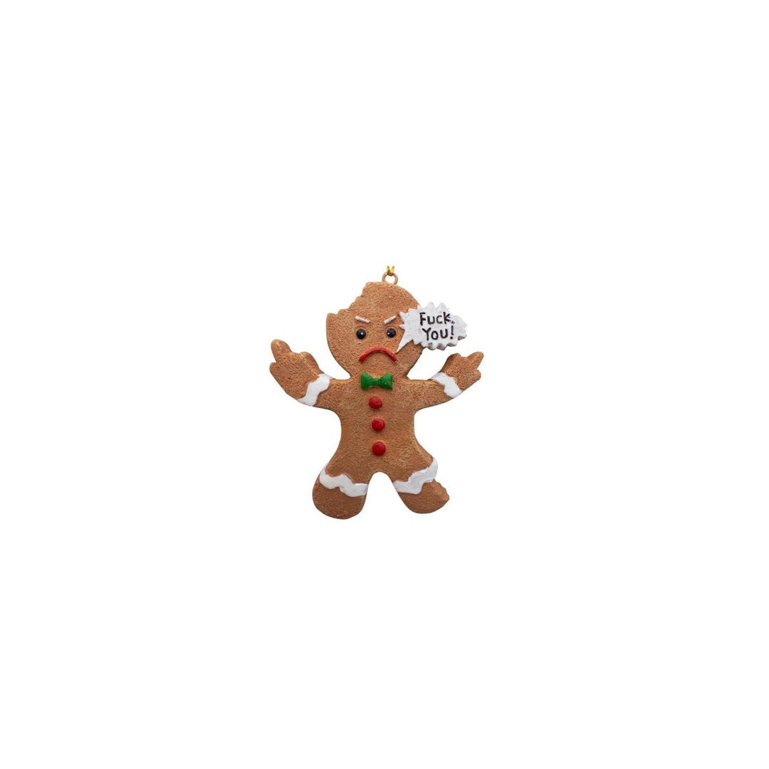 Mad Gingerbread Man Giving the Middle Finger Christmas Tree Naughty ...