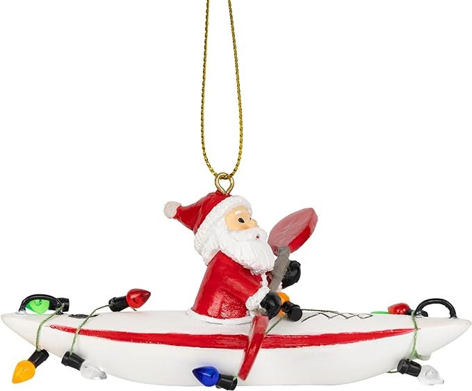 Santa Claus Paddling in A Kayak Christmas Tree Outdoor Lovers Ornament ...