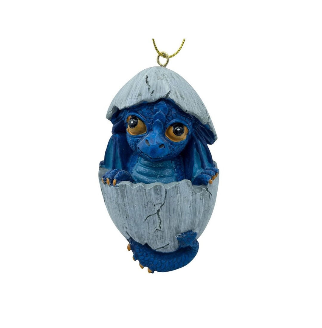 Baby Blue Dragon Hatching From Egg Christmas Tree Ornament Figurine - Etsy