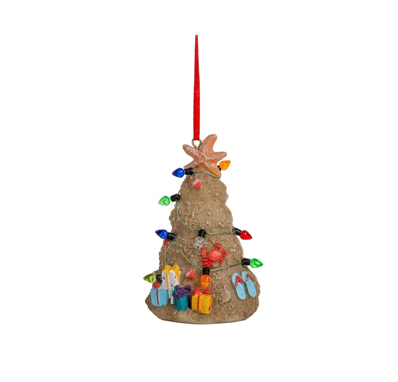 Sand Beach Christmas Tree With Lights Tropical Florida Ornament - Etsy
