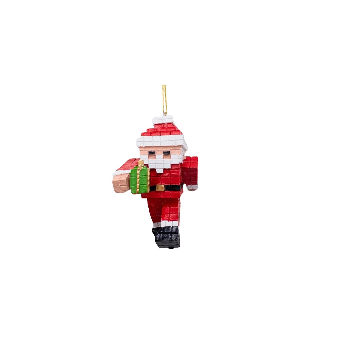 Pixelated Santa Claus Gamer Christmas Tree Ornament Retro Video Game ...