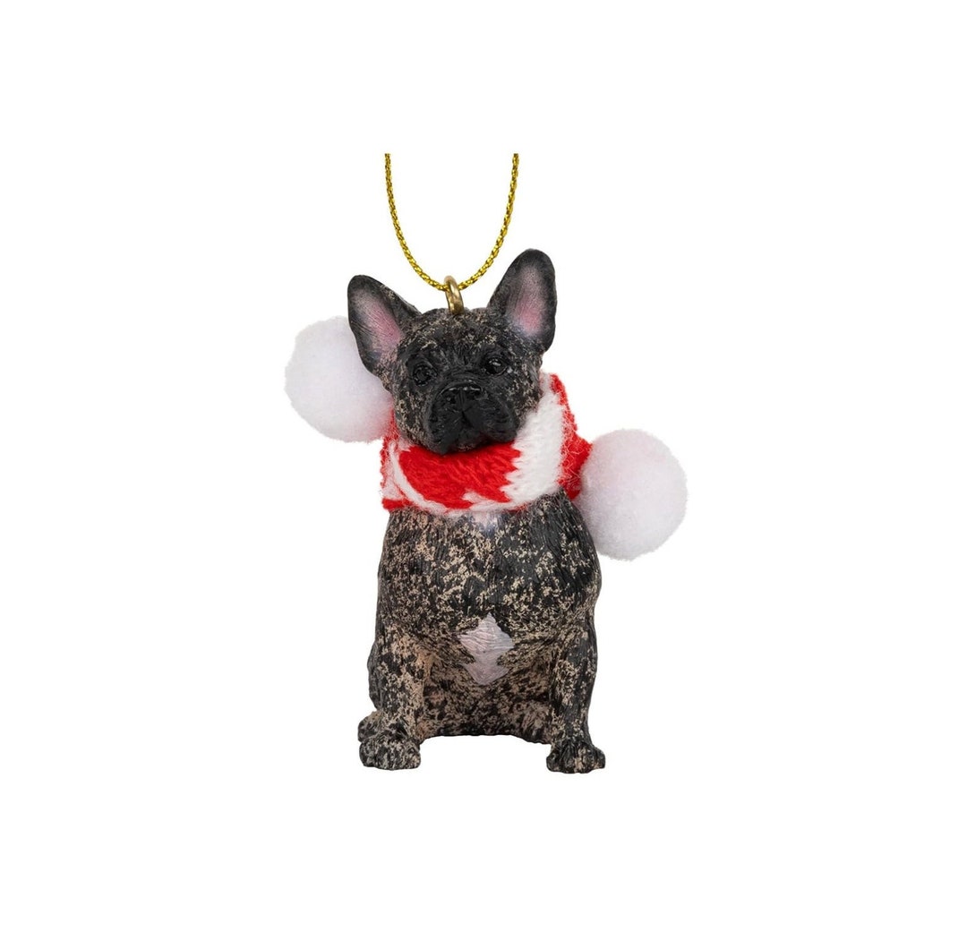 French Bulldog Brindle Dog Christmas Tree Ornament With Candy Cane ...