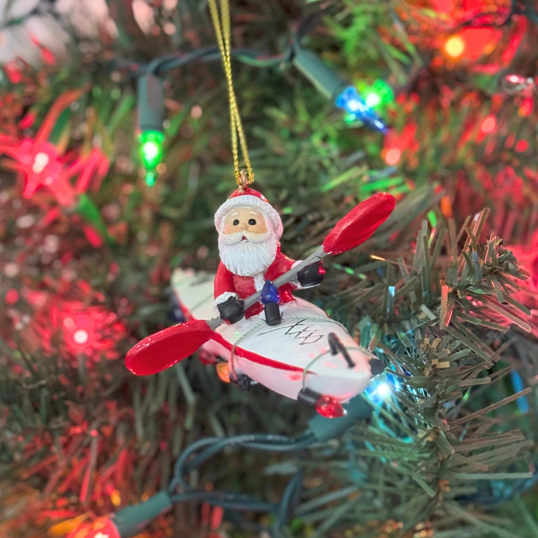 Santa Claus Paddling in A Kayak Christmas Tree Outdoor Lovers Ornament ...