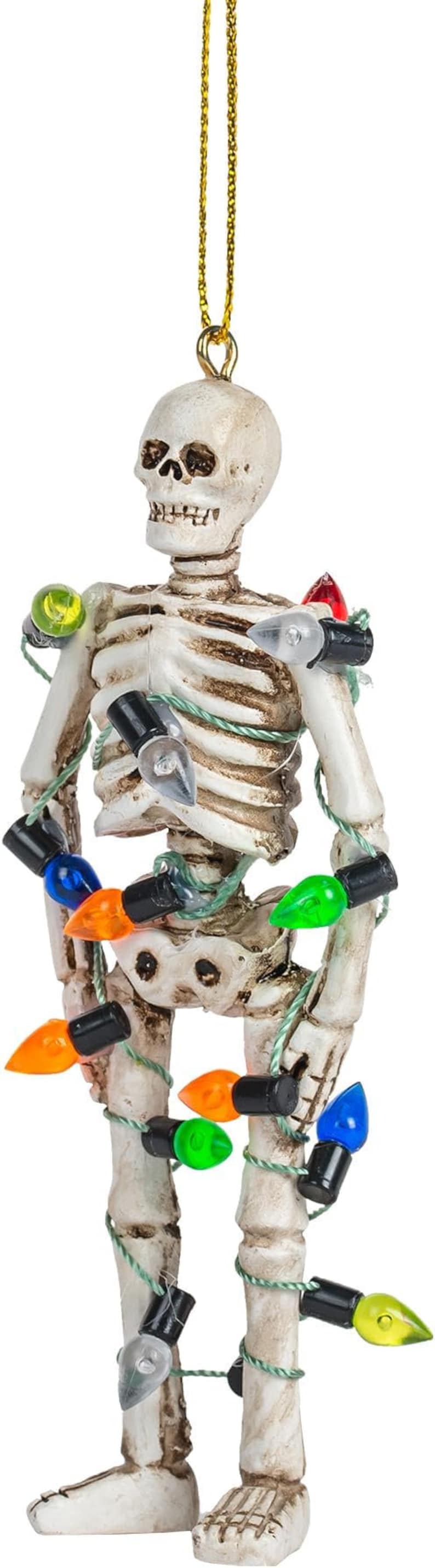 Scary Skeleton Wrapped in Lights Halloween Skull Christmas Tree ...