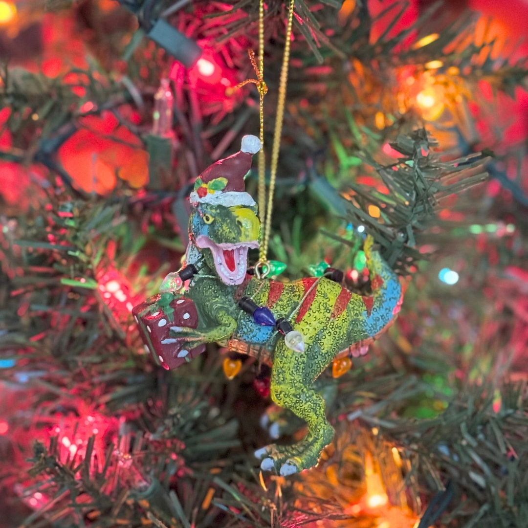 Dinosaur Christmas Tree Ornament T Rex Covered in Lights for Kids - Etsy