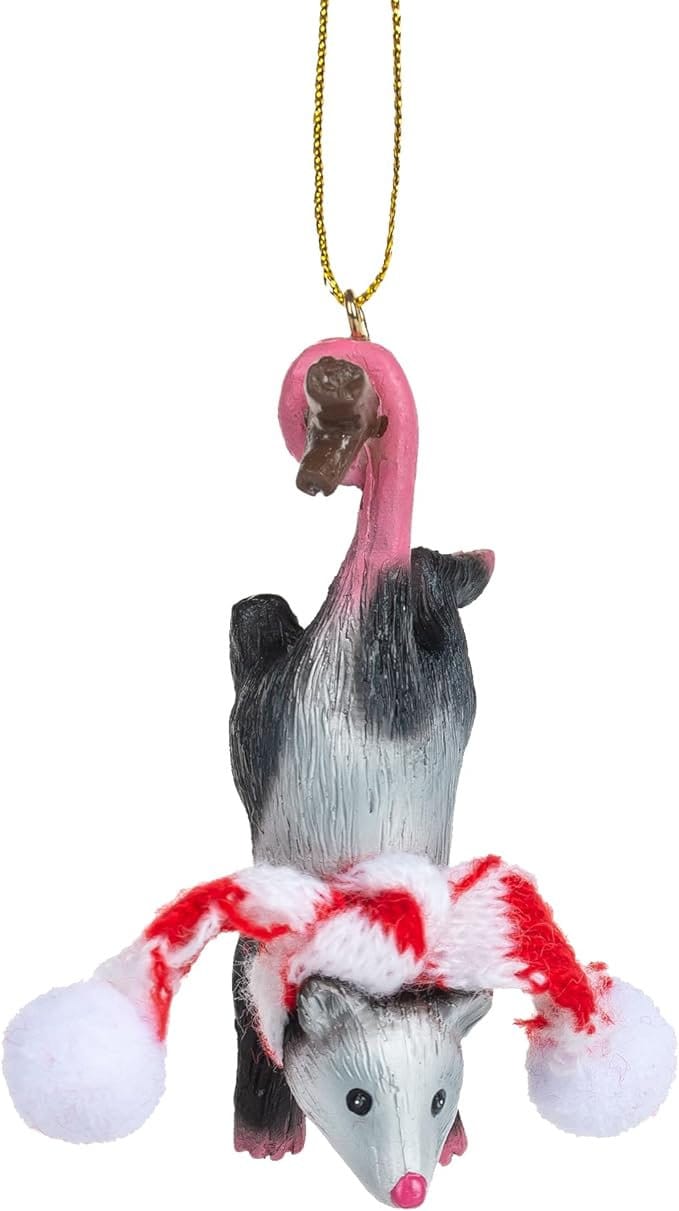 Opossum Hanging Upside Down With Candy Cane Scarf Possum Christmas Tree ...