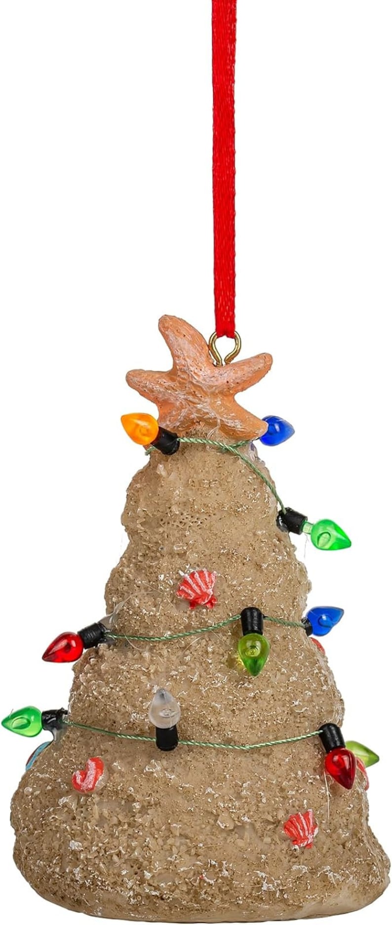 Sand Beach Christmas Tree With Lights Tropical Florida Ornament - Etsy
