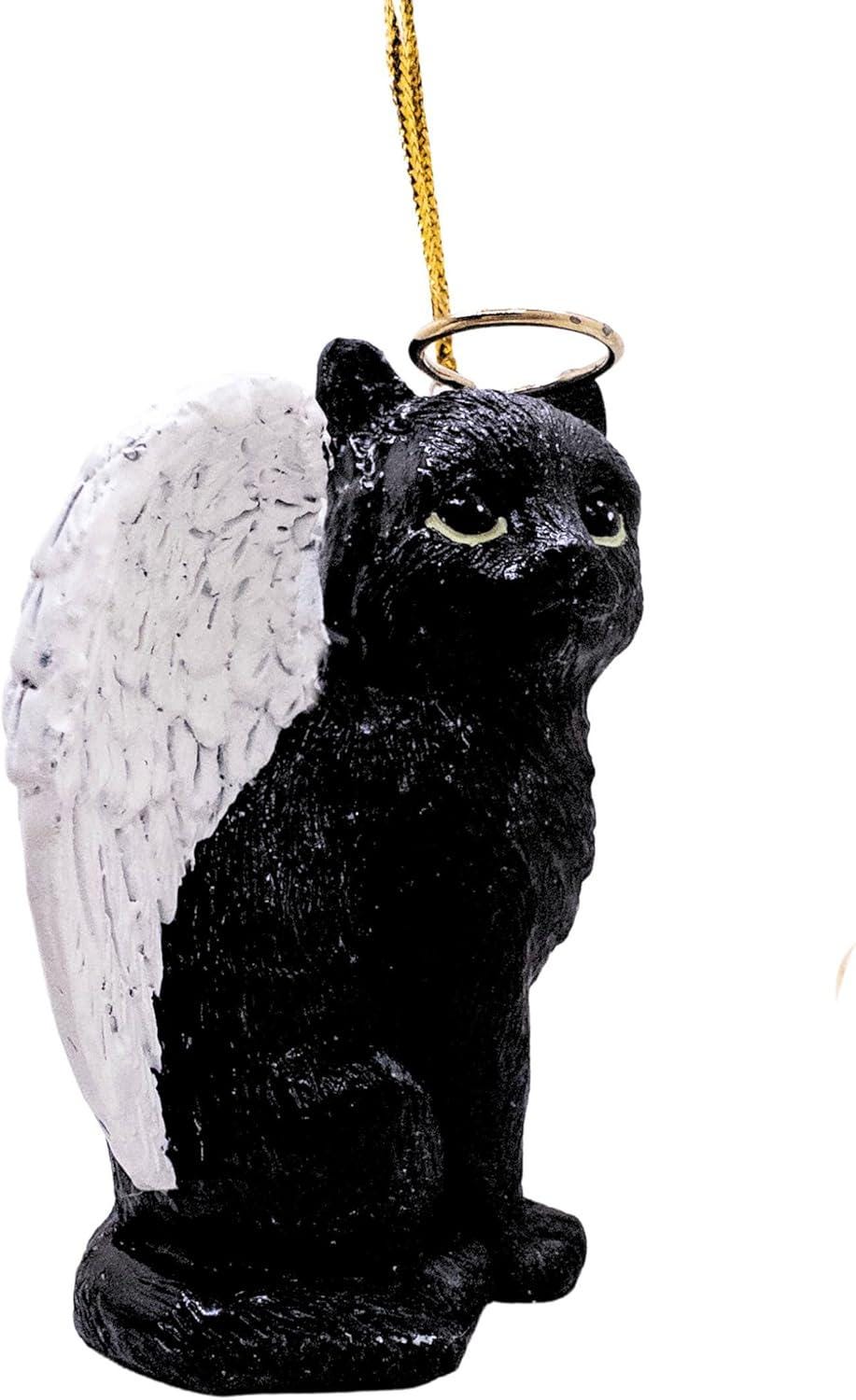 Black Cat Angel Tabby Kitty Christmas Tree Memorial Ornament ...