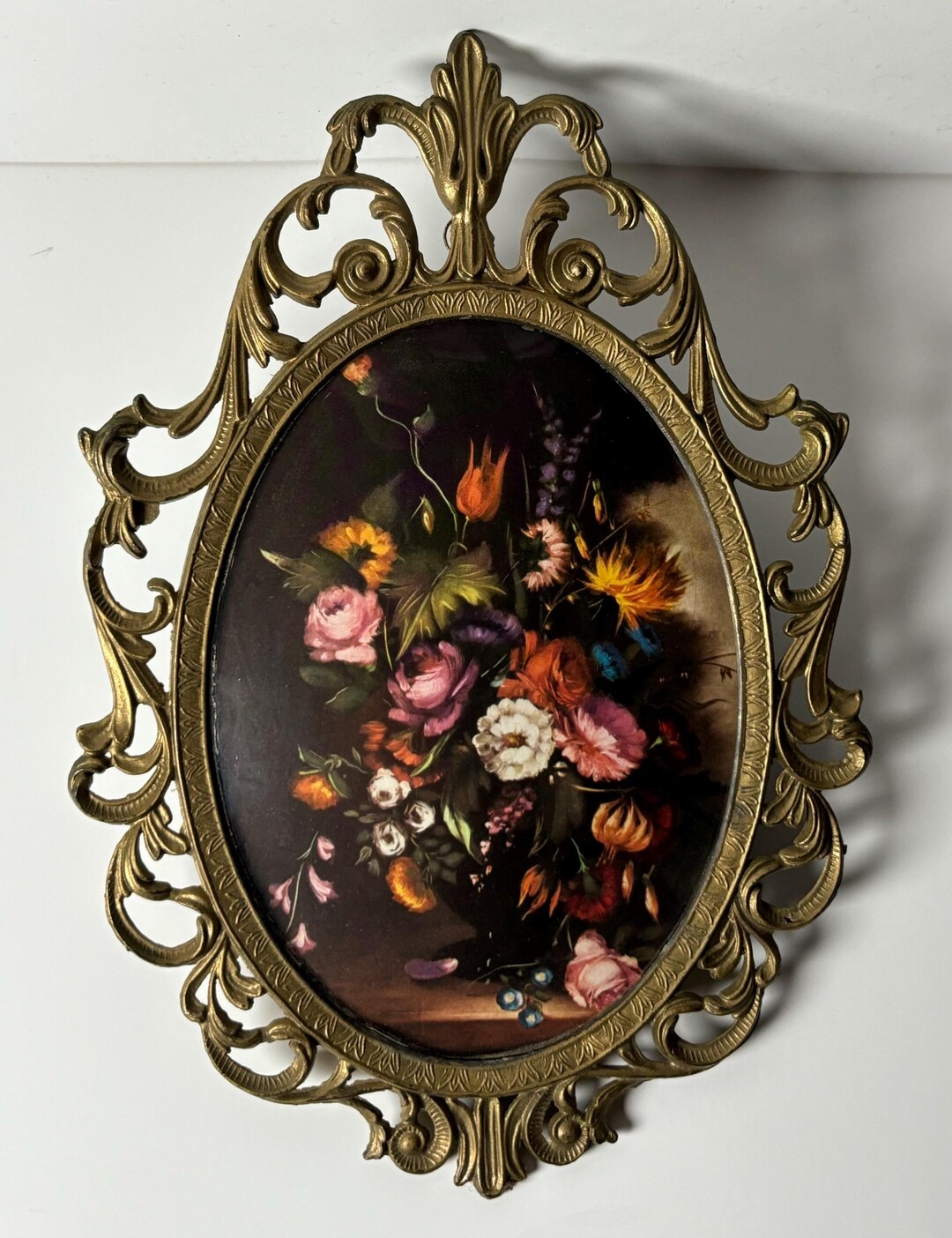 Pair of Original Mid-century Italian Rococo Floral Still Life Plaques ...
