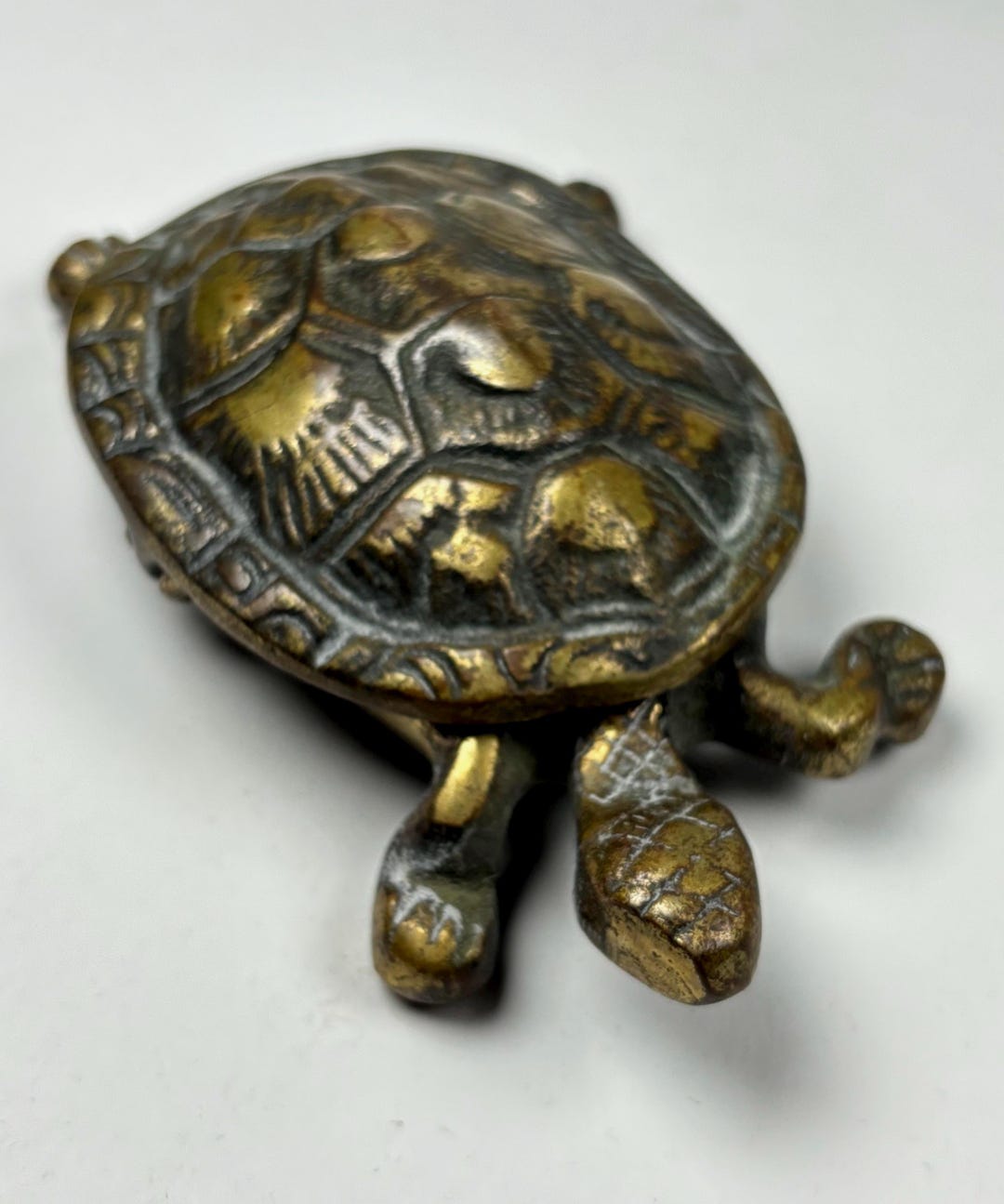 Vintage Brass Turtle Trinket Box | Mid-century Solid Brass | Hinged Lid ...