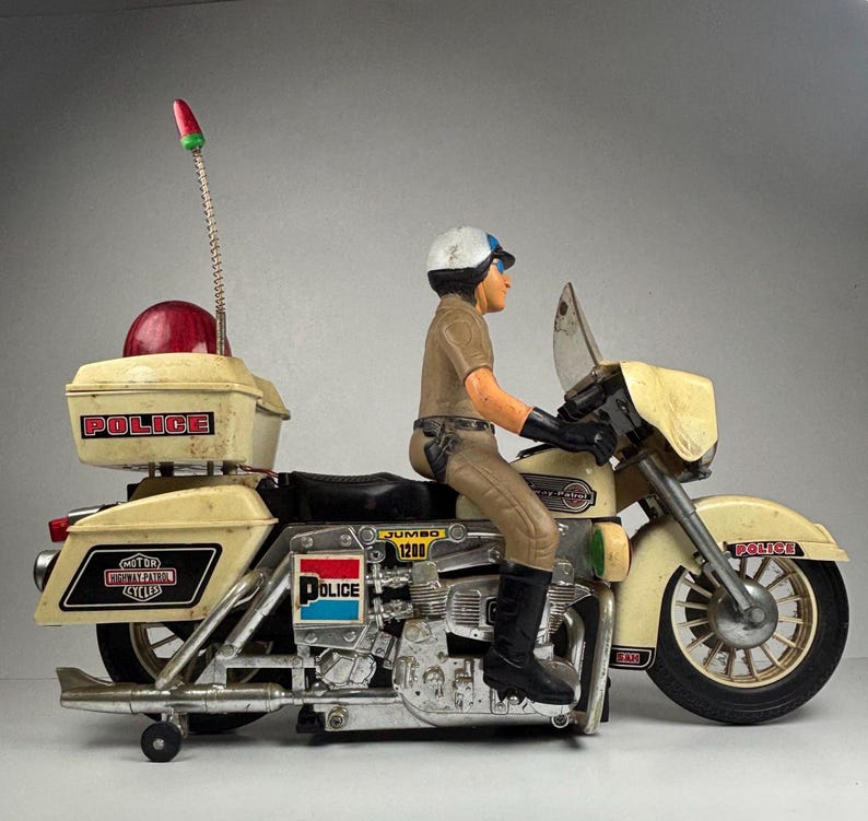Vintage Highway Patrol Police Motorcycle Toy – Jumbo SA-170 – Large Mid ...