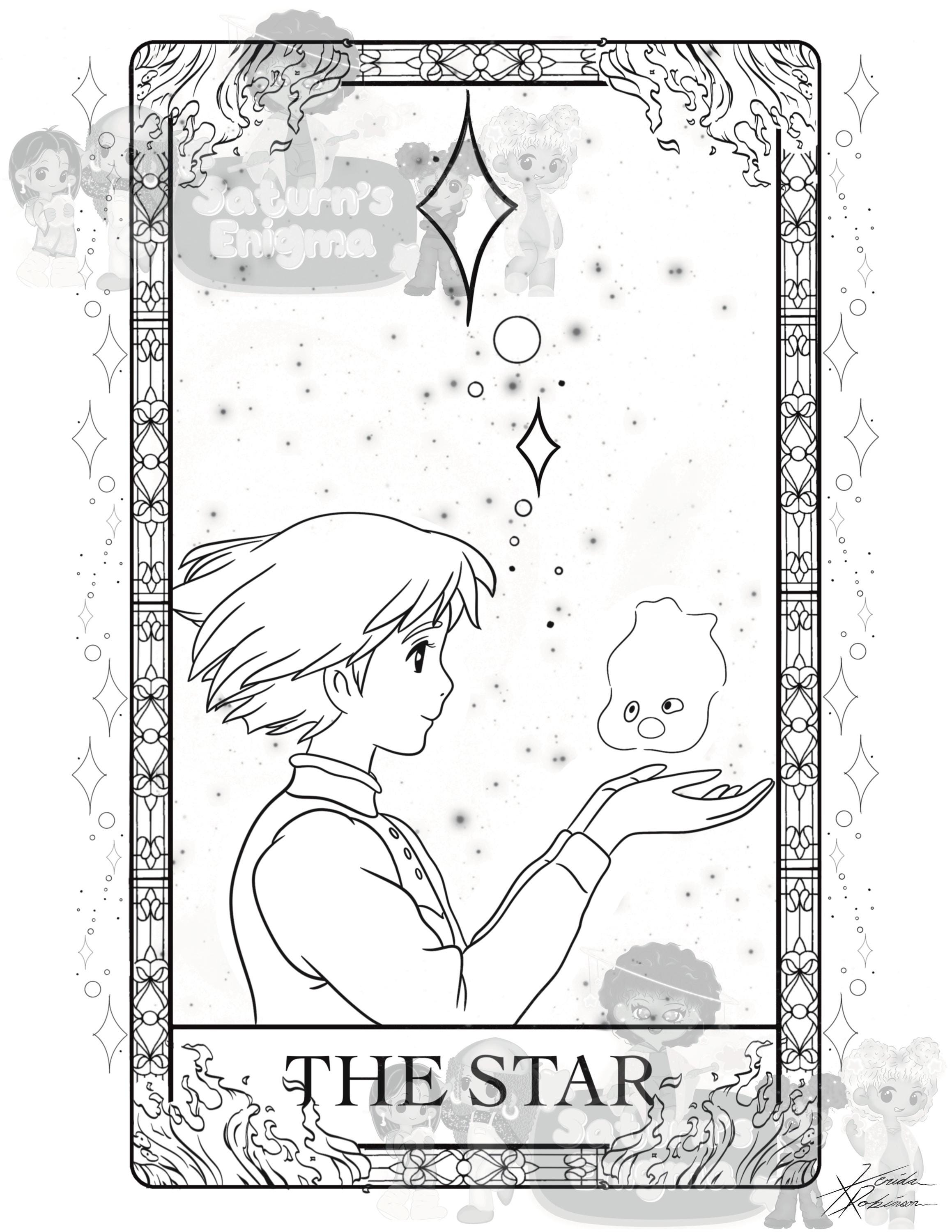 Stained Glass Calcifer Coloring Page - Etsy