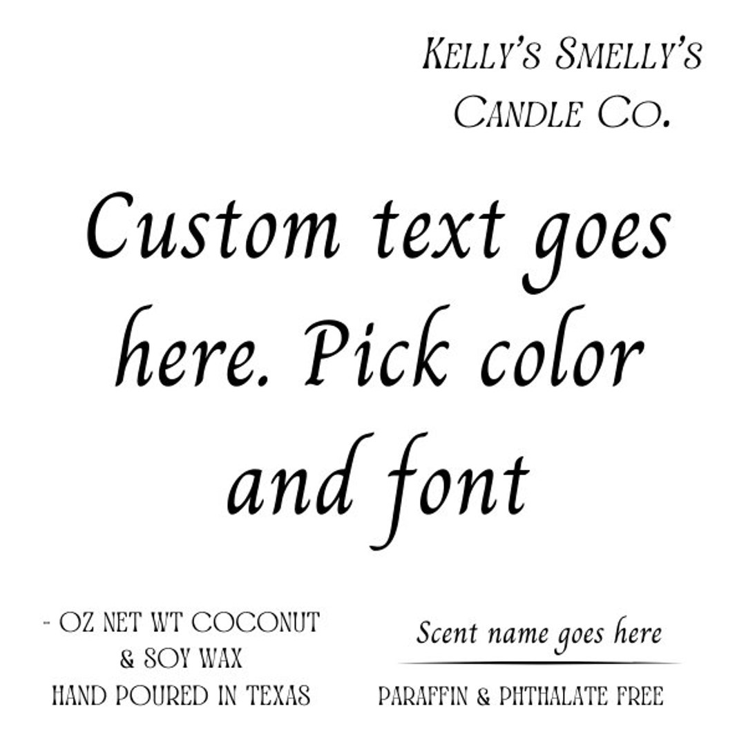 Personalized Label Hand-made Soy and Coconut Wax Candles. Allergen ...
