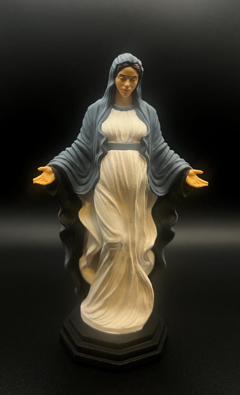 Virgin Mary Figurine – Hand Painted 3D Printed Resin Statue – Catholic ...