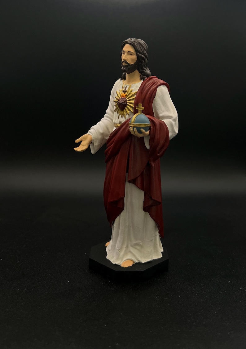Sacred Heart of Jesus Figurine – Hand Painted 3D Printed Resin Statue ...
