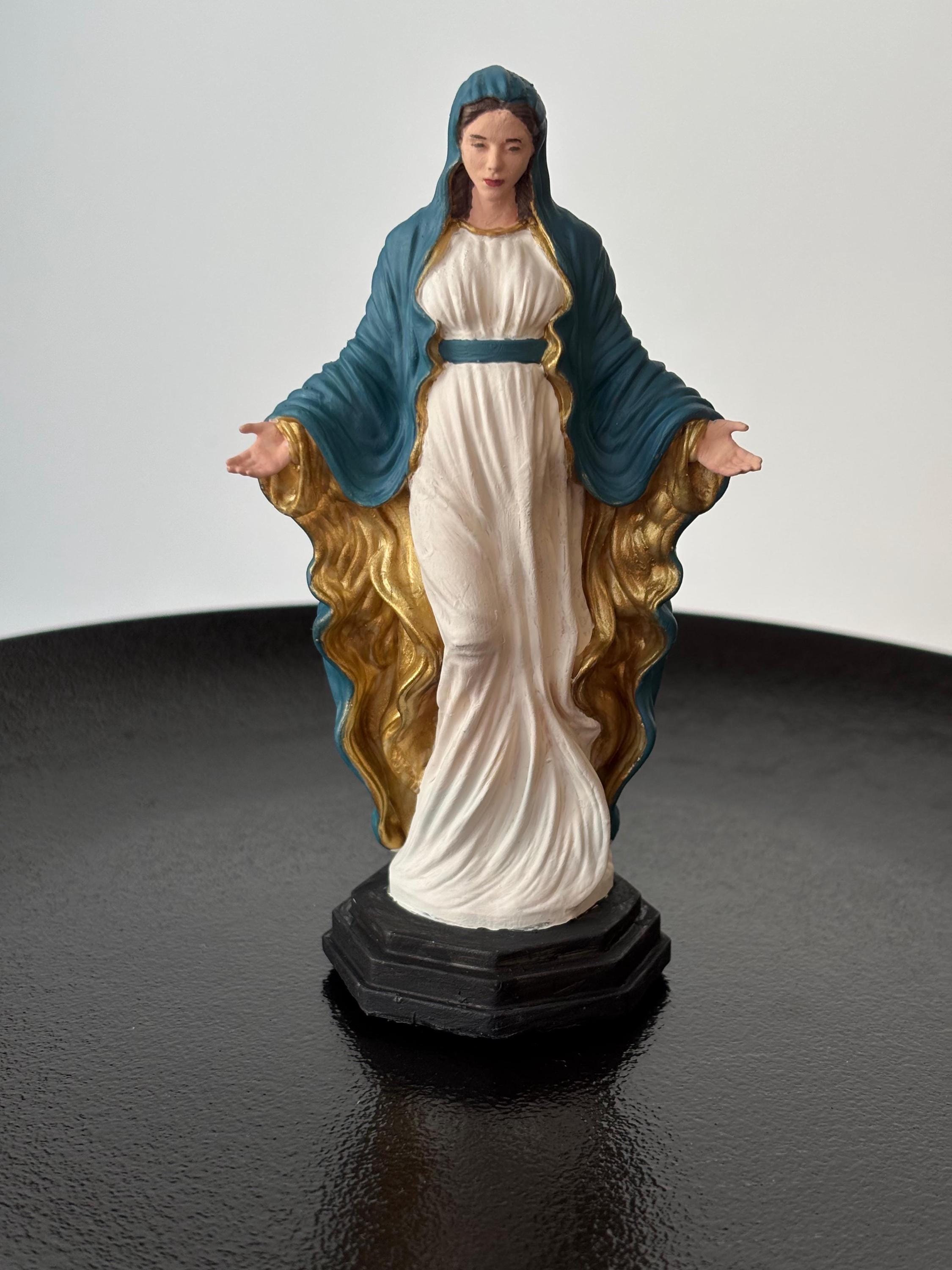 Virgin Mary Figurine – Hand Painted 3D Printed Resin Statue – Catholic ...