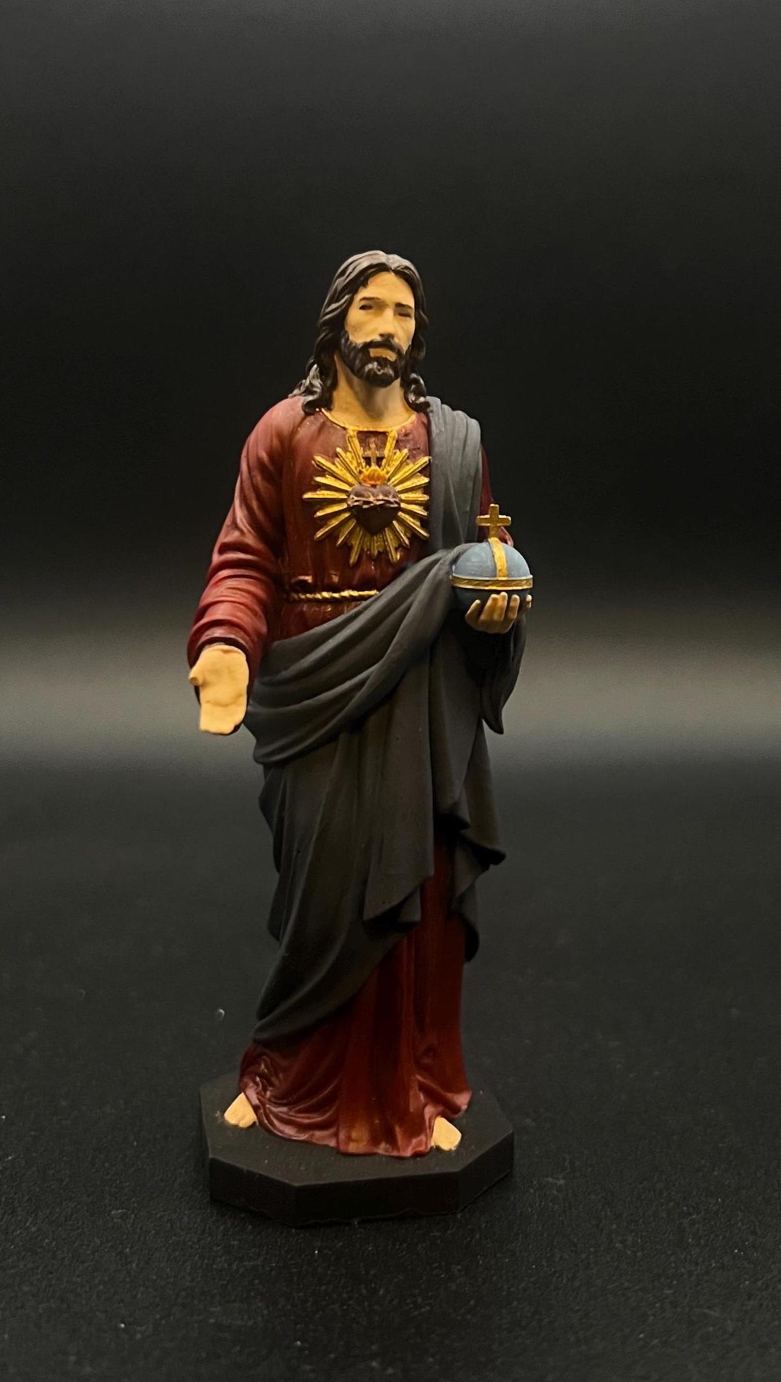 Sacred Heart of Jesus Figurine – Hand Painted 3D Printed Resin Statue ...