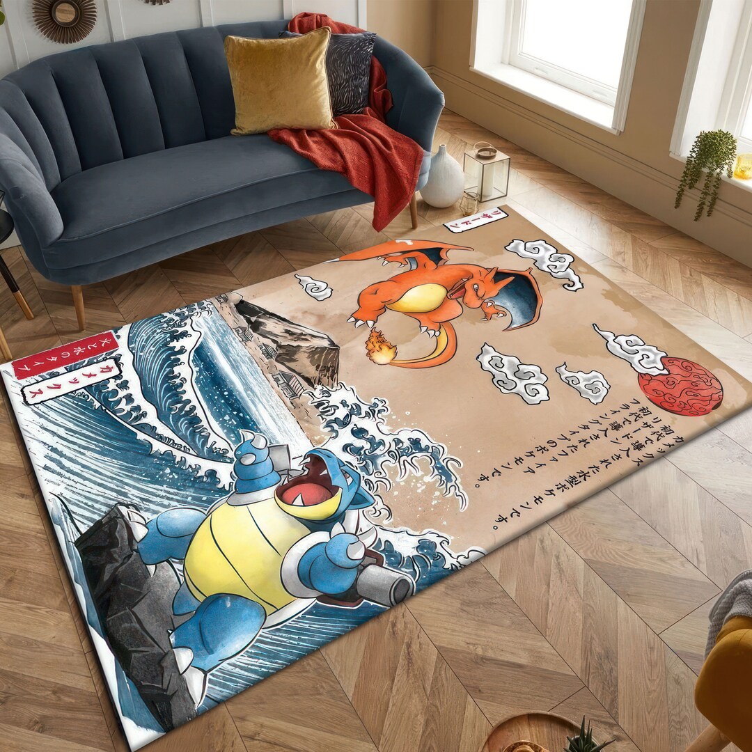 Charizard Vs Blastoise P0kemon Area Rug, Anime Lover Carpet Mat Decor ...