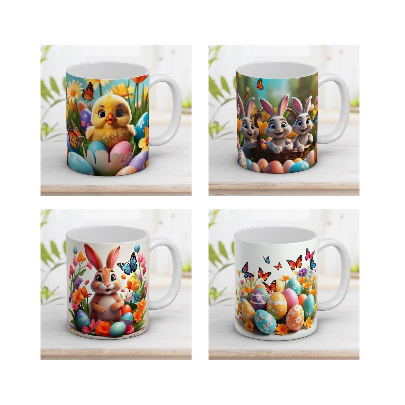 Bunny Easter Mug Wrap Bundle With Eggs and Chicken Mug Wrap Design 11 ...
