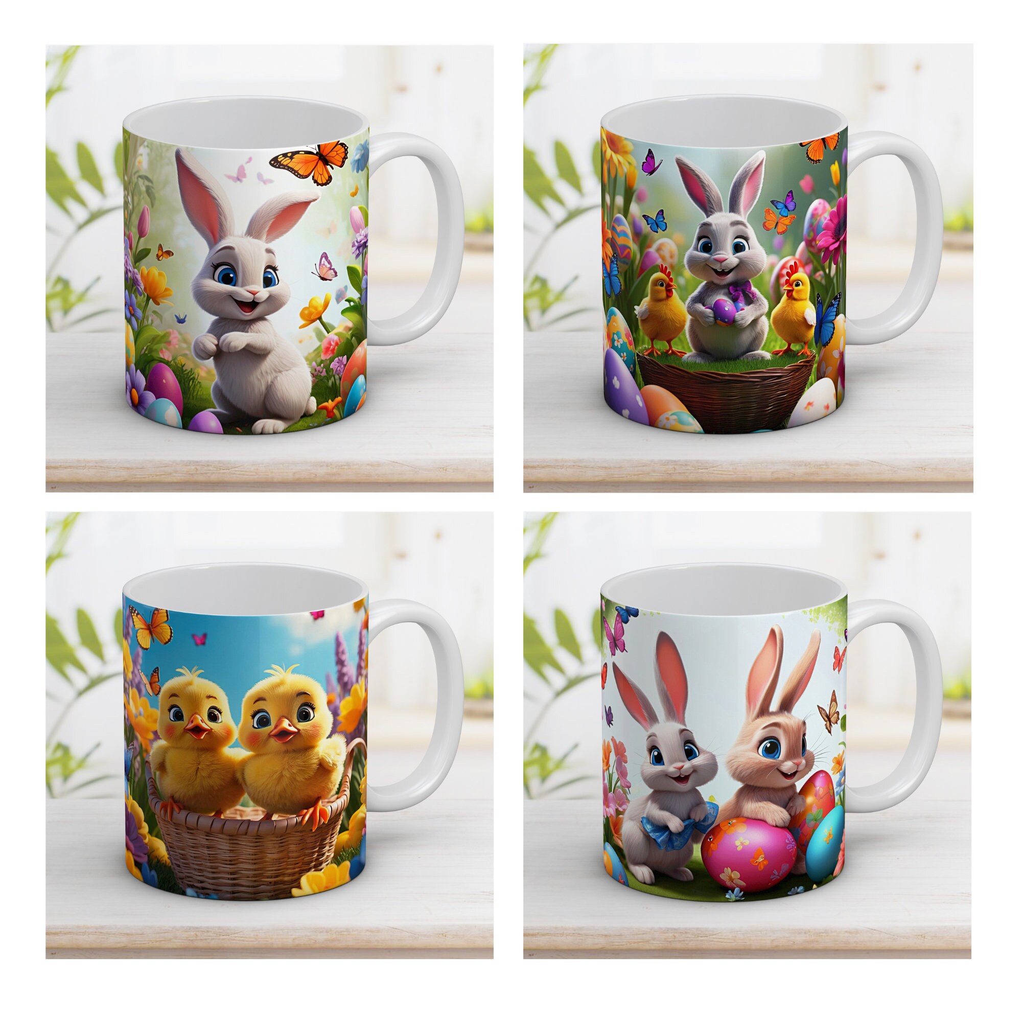 Bunny Easter Mug Wrap Bundle With Eggs and Chicken Mug Wrap Design 11 ...