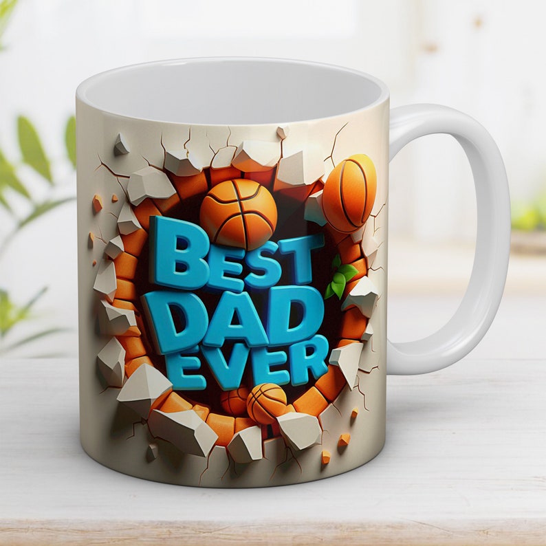 3D Best Dad Mug Wrap Father's Day Gift 11oz and 15oz Mug, Basketball ...