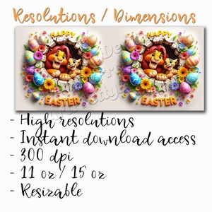 Happy Easter Cute Mufasa and Simba Mug Wrap, Mug Wrap Sublimation Design, Easter Mug Design ...