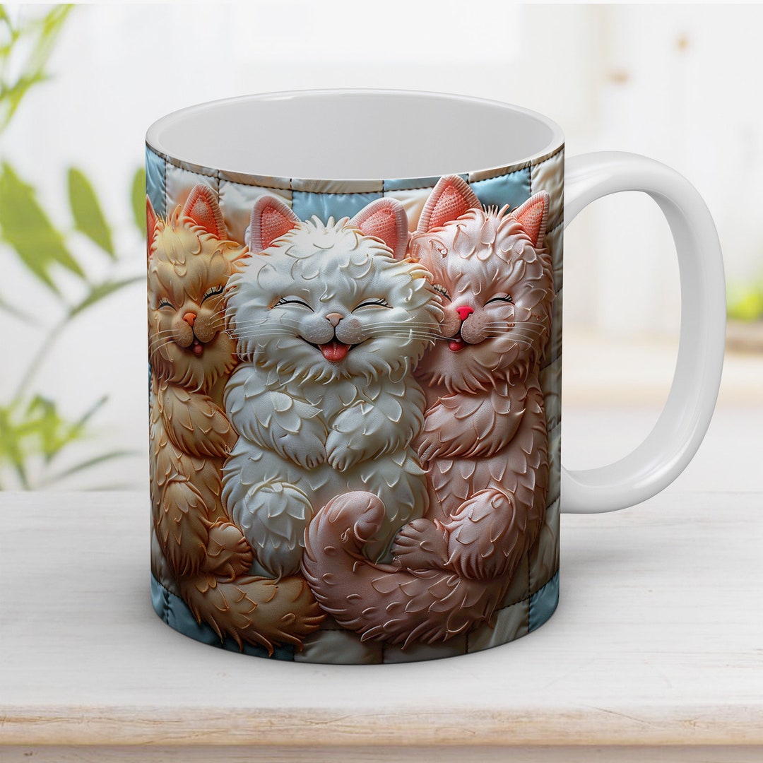 3D Inflated Cats Mug Wrap 11oz and 15oz Mug Design Volume Cats Template ...