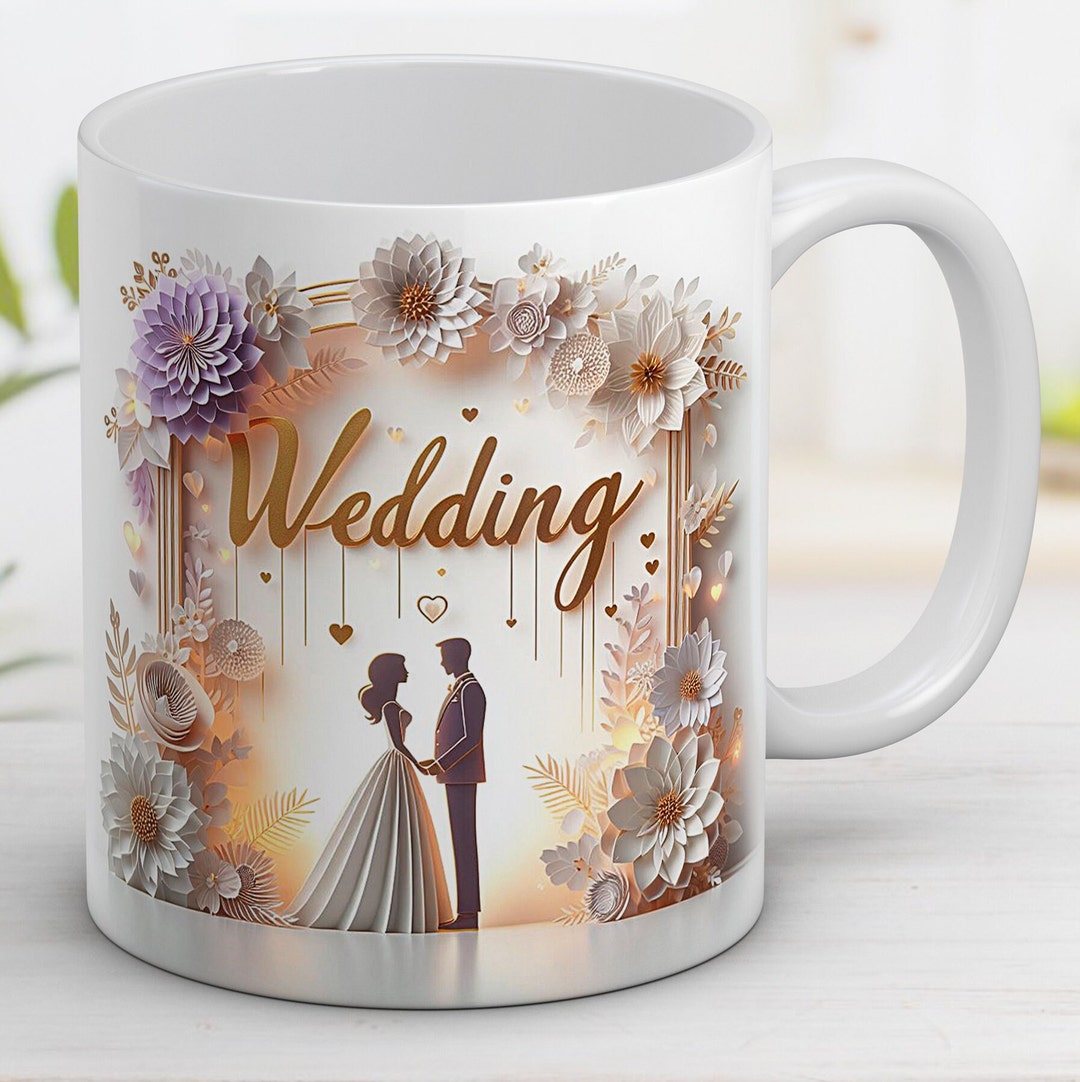 Floral Wedding Mug Wrap Design: 11oz/15oz Sublimation (digital Download ...