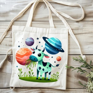 Cute Space Cow With Planets, Sublimation Design, Cow Clipart, Planets ...