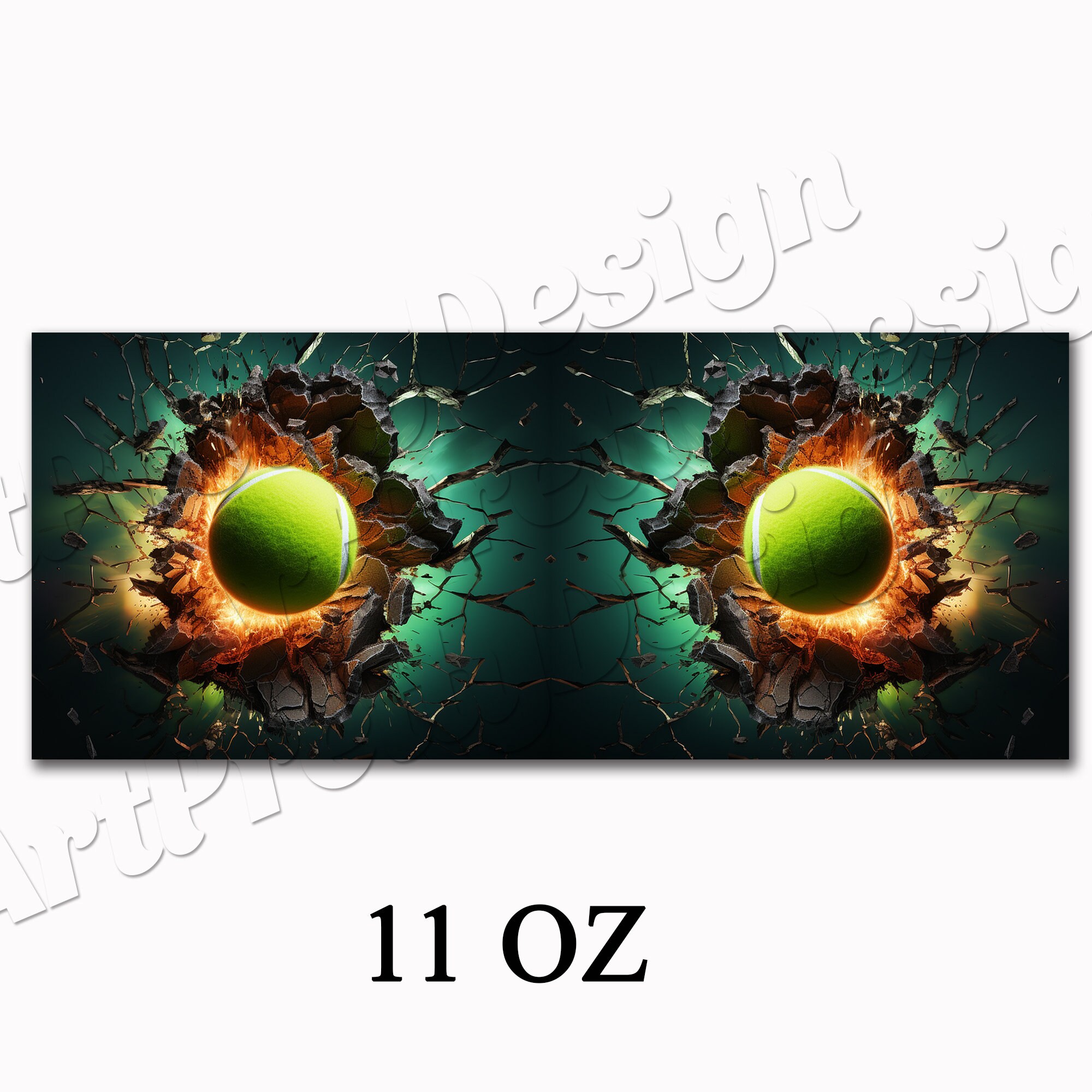 3D Tennis Ball Mug Wrap PNG, 3D Hole in a Wall, Gift for Him, Fan Gift ...