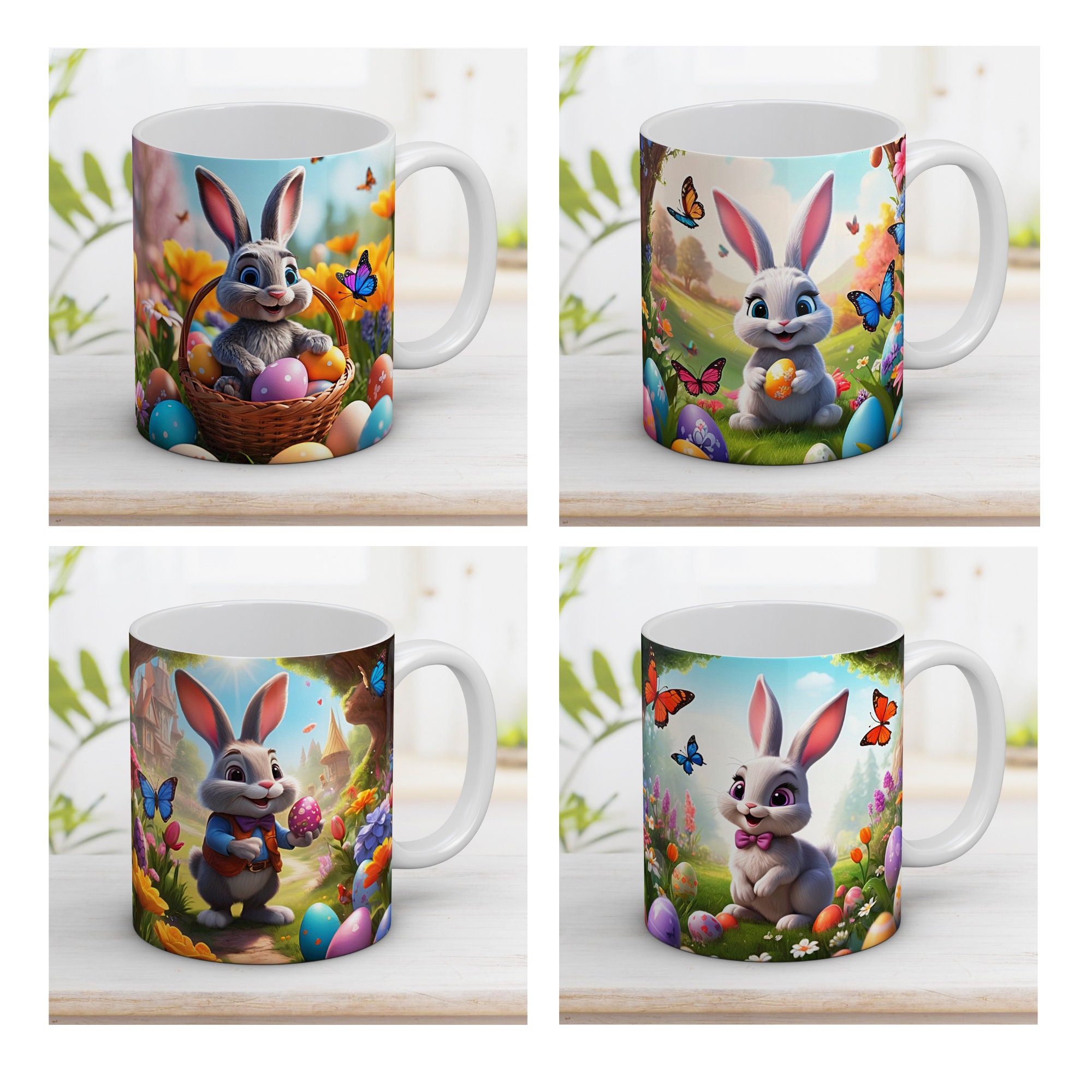 Bunny Easter Mug Wrap Bundle With Eggs and Chicken Mug Wrap Design 11 ...