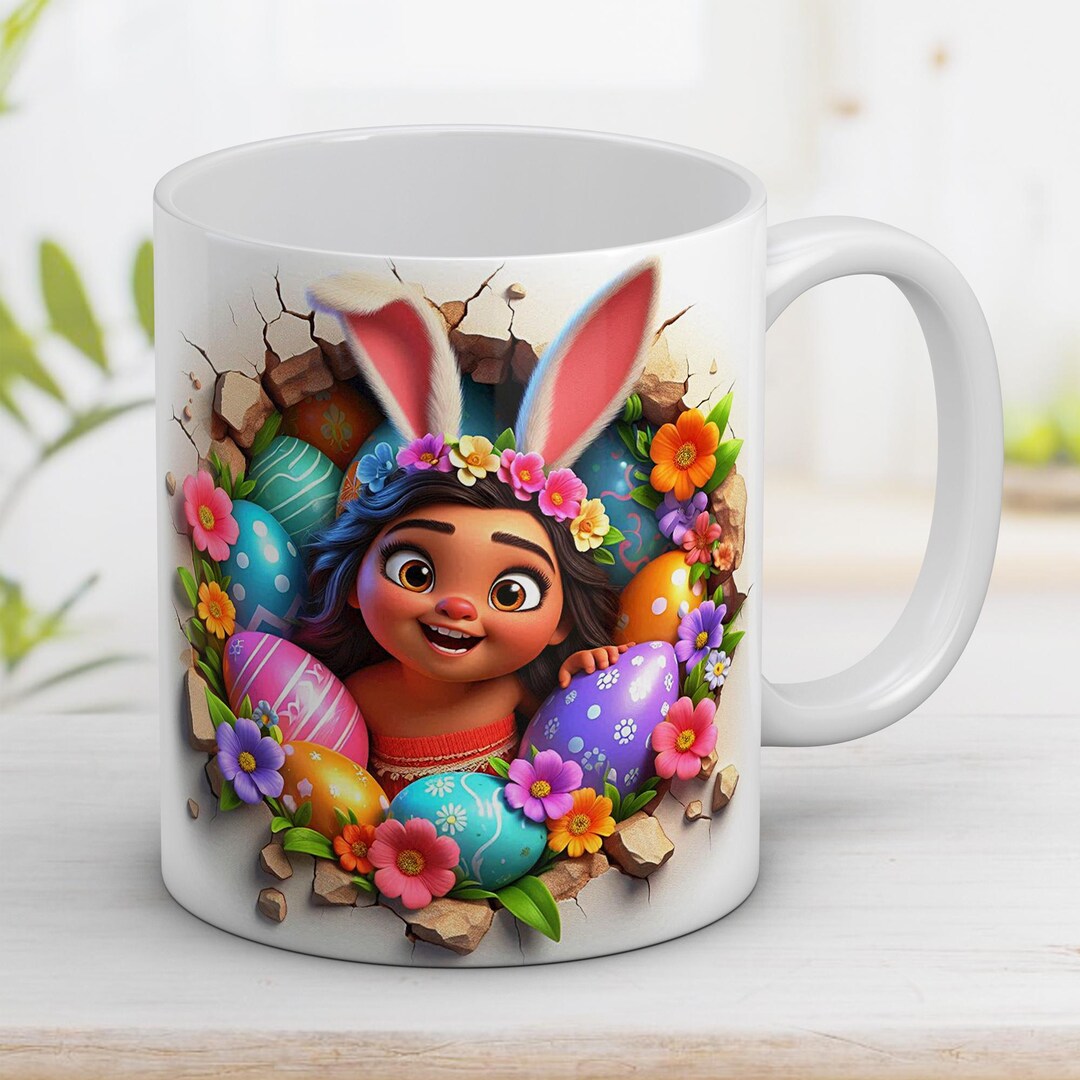Happy Easter Cute Moana Mug Wrap, Moana Mug Wrap Sublimation Design ...