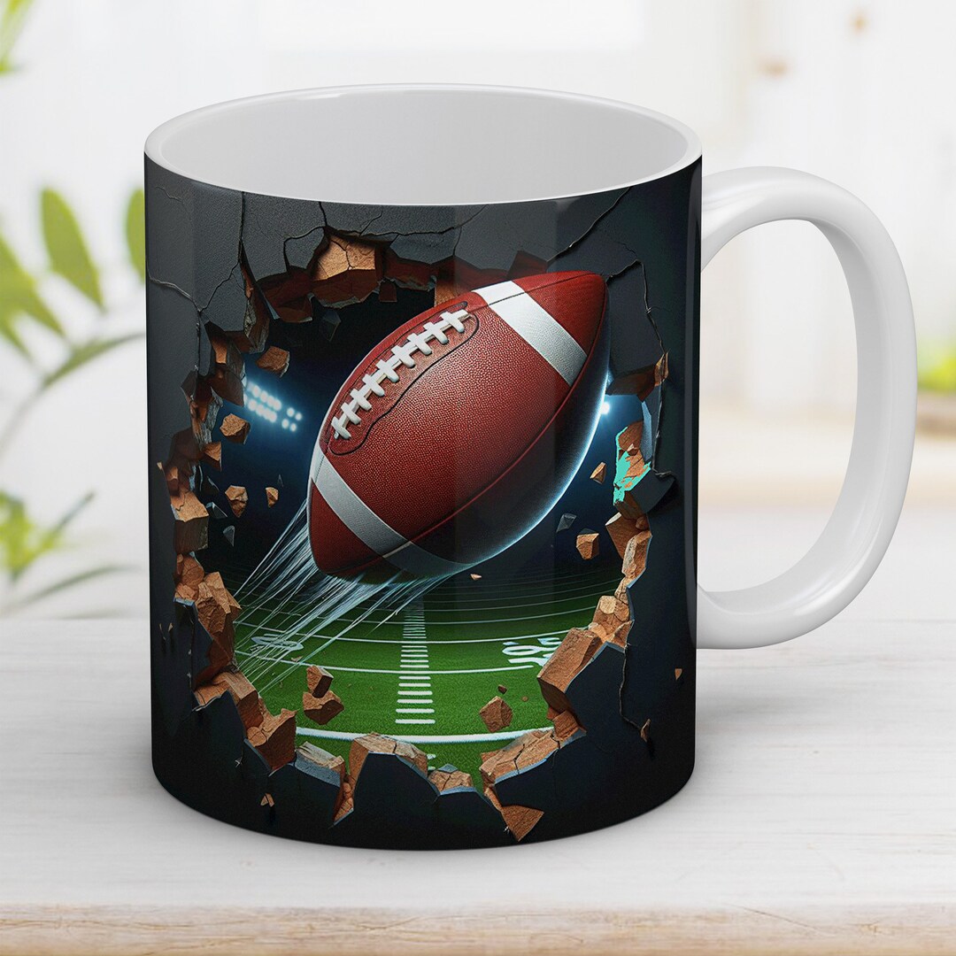 3D Football Mug Wrap: Hole in Wall Design (digital PNG) - Etsy